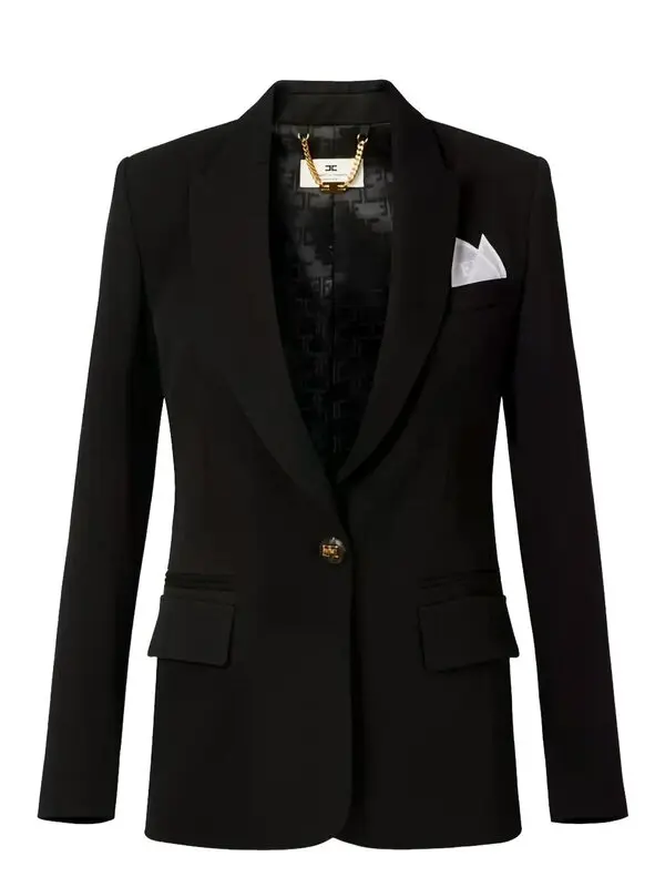 Elisabetta Franchi Peak Lapels Gabardine Blazer - Black