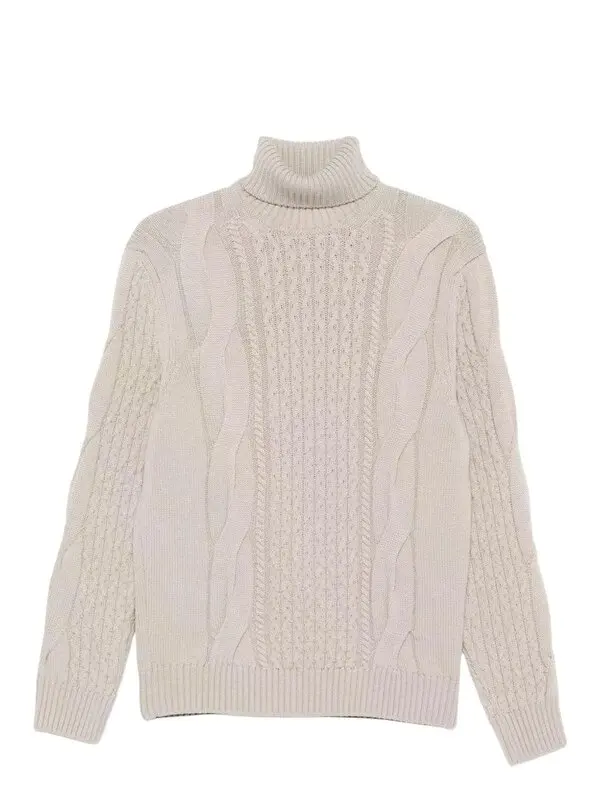LUIGI GENTILE Cable-knit Roll-neck Sweater - Neutrals