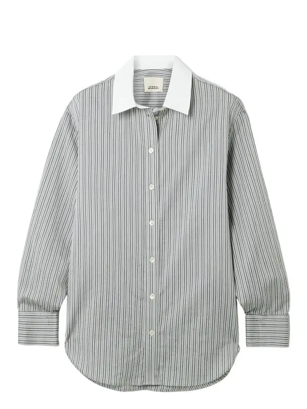 MARANT ETOILE Fabrilane Striped Cotton And Silk-blend Twill Shirt - Gray