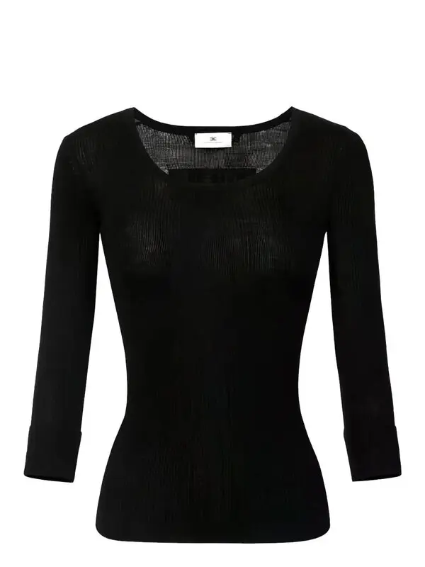 Elisabetta Franchi Ribbed-knit Round-neck Top - Black