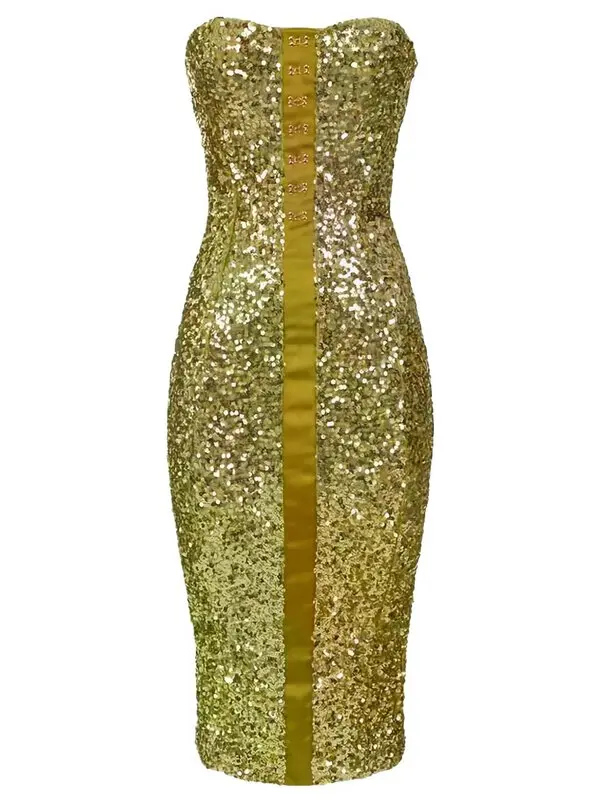 Elisabetta Franchi Sequin Strapless Midi Dress - Green