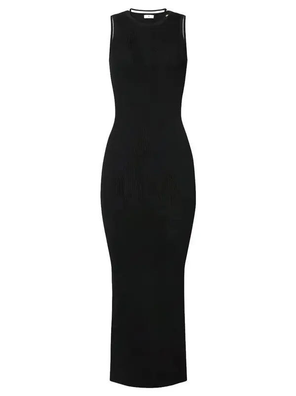 Elisabetta Franchi Ribbed Logo-detail Midi Dress - Black