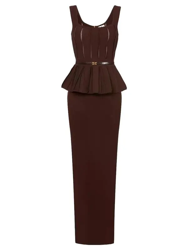 Elisabetta Franchi Belt-detail Knitted Maxi Dress - Brown
