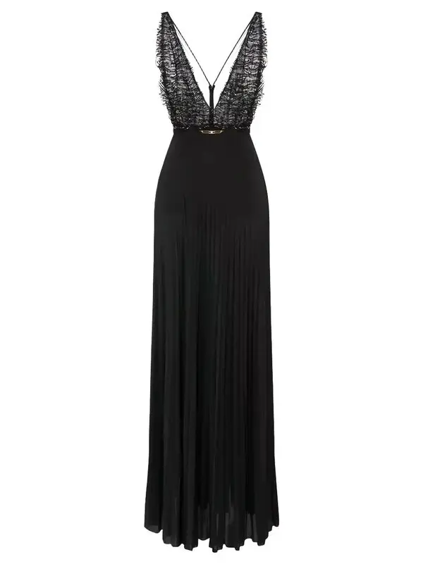 Elisabetta Franchi Pleated Maxi Dress - Black