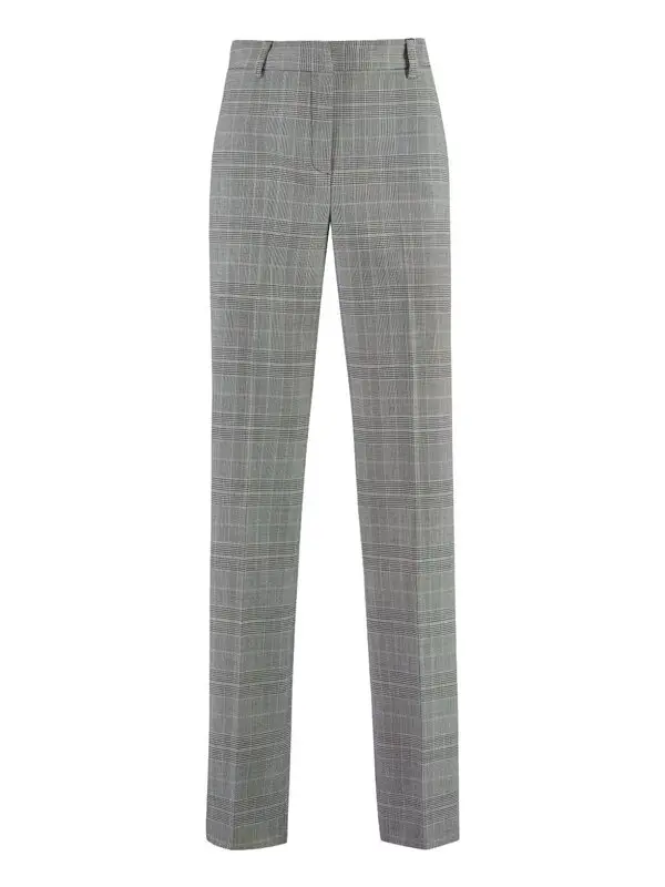 PT TORINO Checked Straight-leg Trousers - Grey