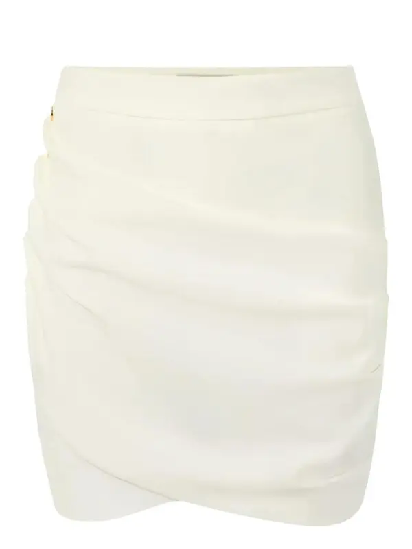 Elisabetta Franchi Draped Logo-button Skirt - White