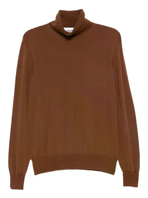 Alpha Studio Roll-neck Long-sleeved Sweater - Brown
