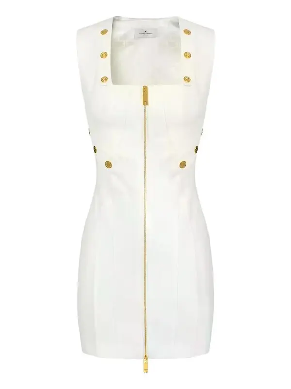 Elisabetta Franchi Topstitching Button Dress - White