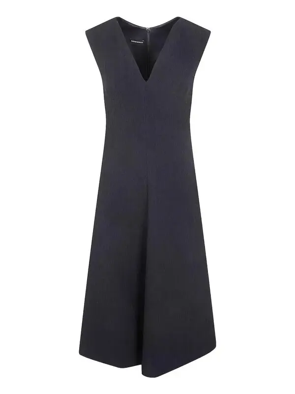 Emporio Armani V-neck Ribbed Dress - Black