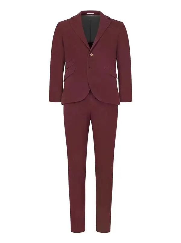 Brunello Cucinelli Notched Pleated Suit - Red