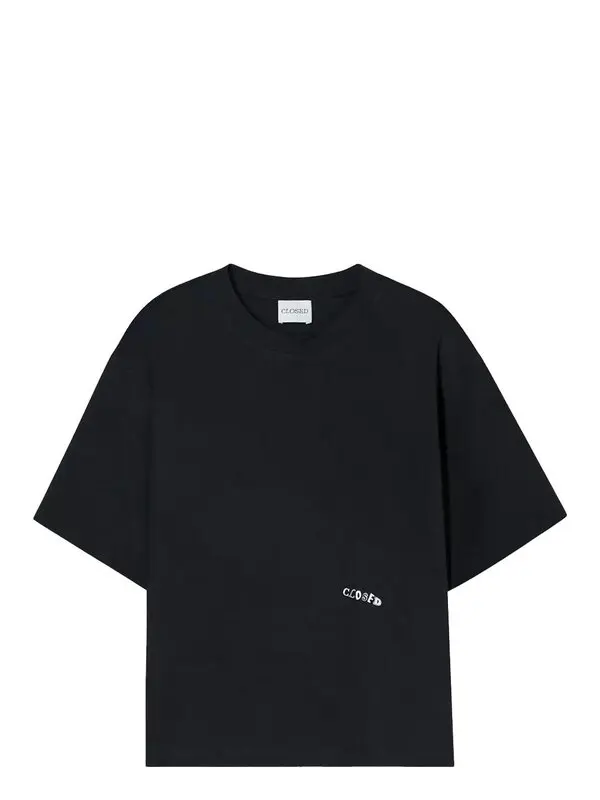 Closed Back-print Cotton T-shirt - Black