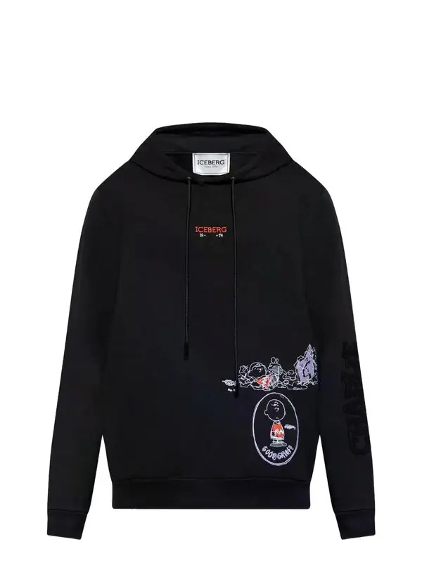 Iceberg Peanuts-embroidered Hoodie - Black