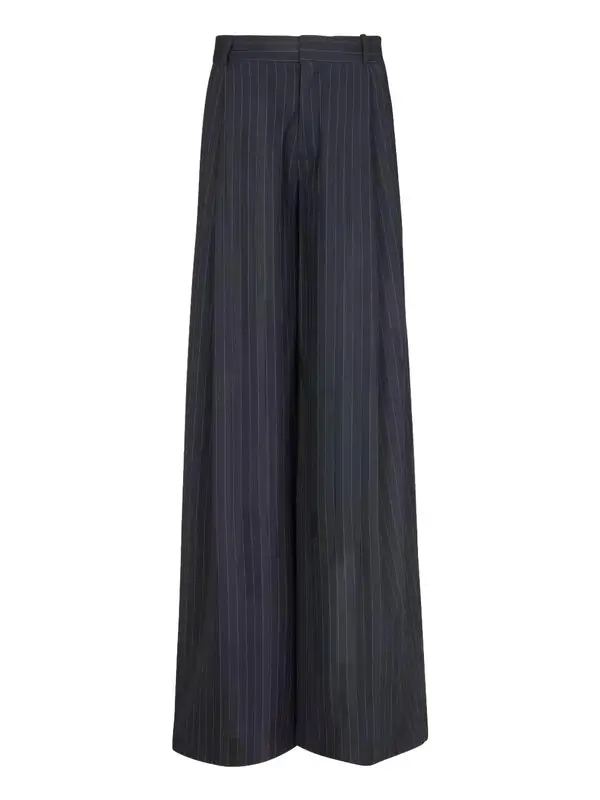 Balmain Pinstripe Pleated Trousers - Blue