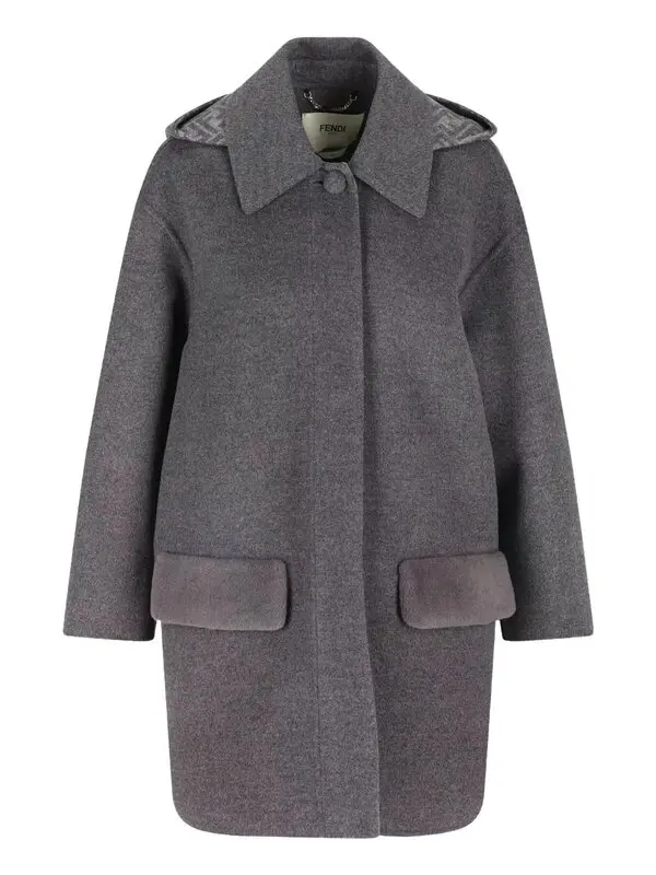 Fendi Hooded Flap-pocket Coat - Grey