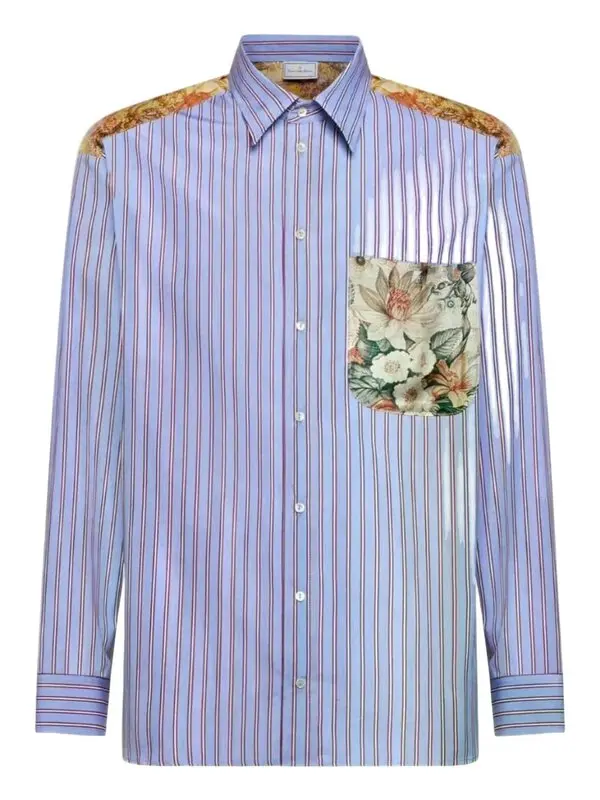 PIERRE-LOUIS MASCIA Alotho Striped Floral Shirt - Blue