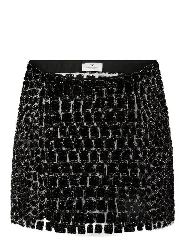 Elisabetta Franchi Crocodile-effect Embroidered Mini Skirt - Black