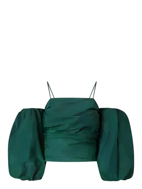 Pinko Pallottoliere Gathered Puff-sleeve Top - Green