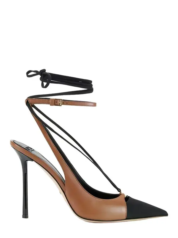 Elisabetta Franchi Tapered-toe Leather Pumps - Brown