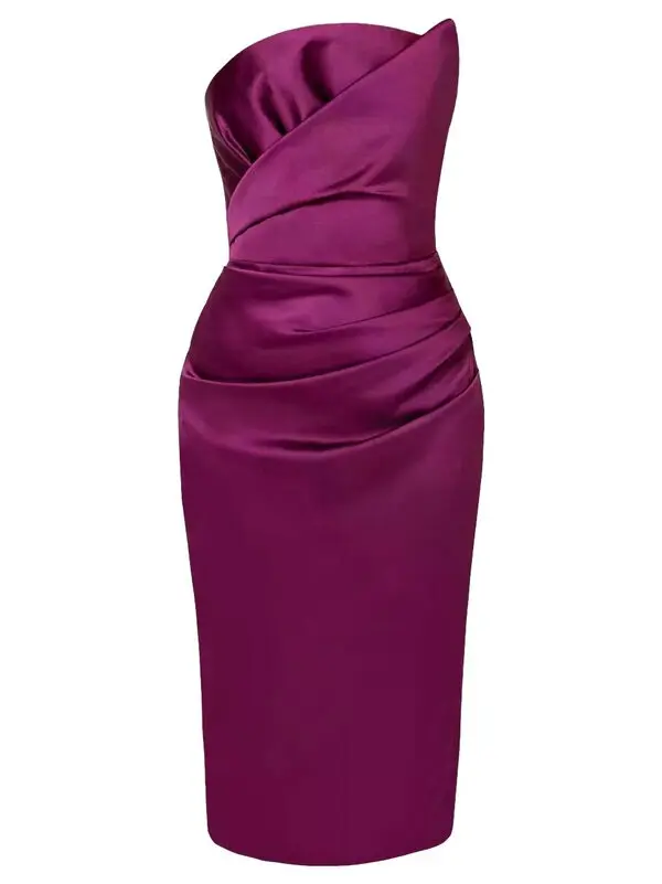 AMALIN Vivienne Strapless Draped Dress - Purple