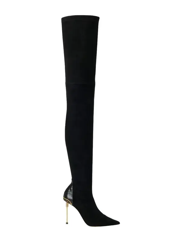 Elisabetta Franchi Tapered Toe Leather Boots - Black
