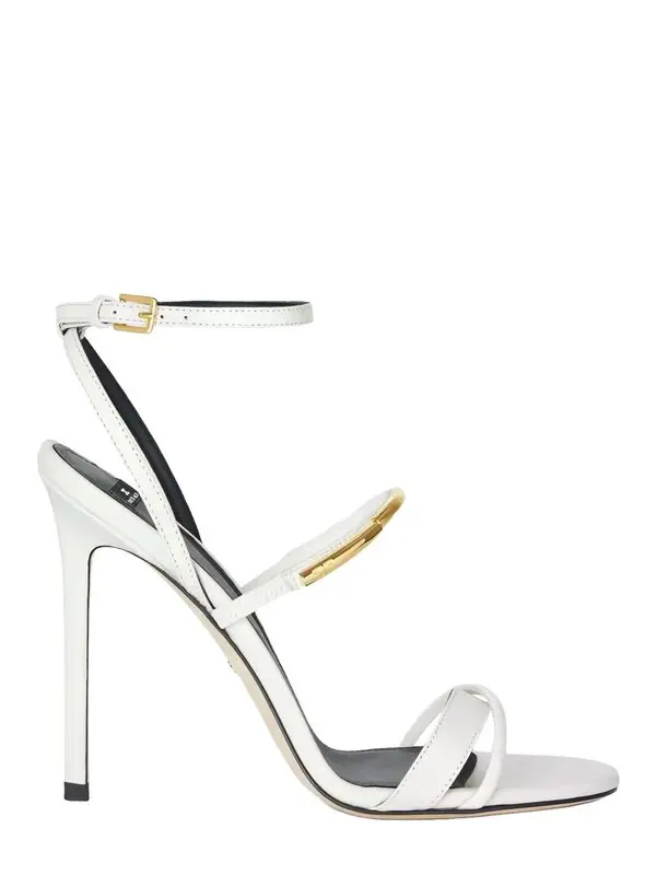 Elisabetta Franchi 105mm Leather Heeled Sandals - White