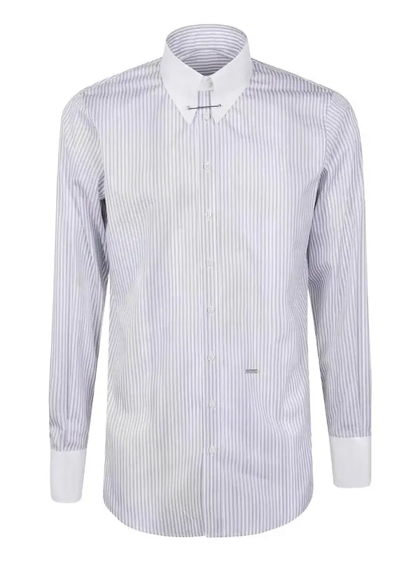 Dsquared2 Striped Pin-collar Shirt - White