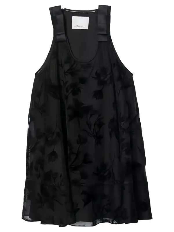 3.1 Phillip Lim Embossed Florals Mini Dress - Black