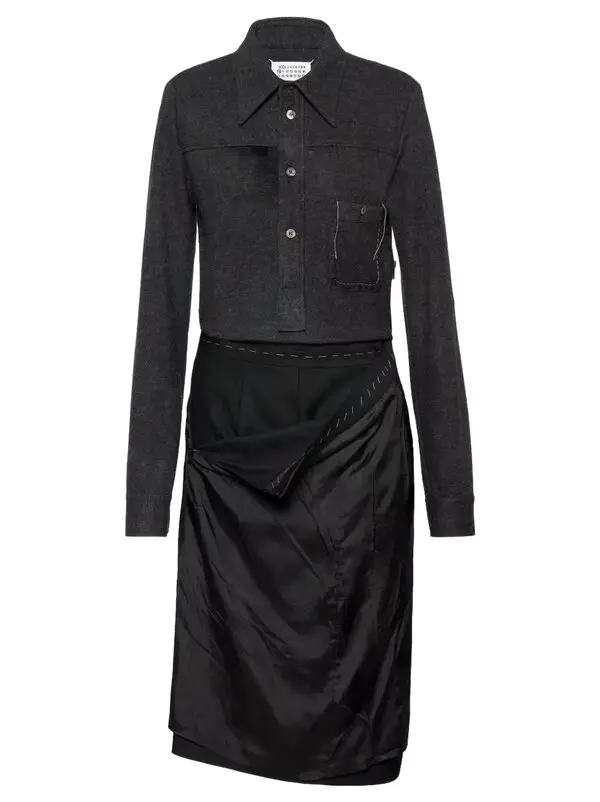 MAISON MARGIELA Long Sleeve Midi Dress - Black