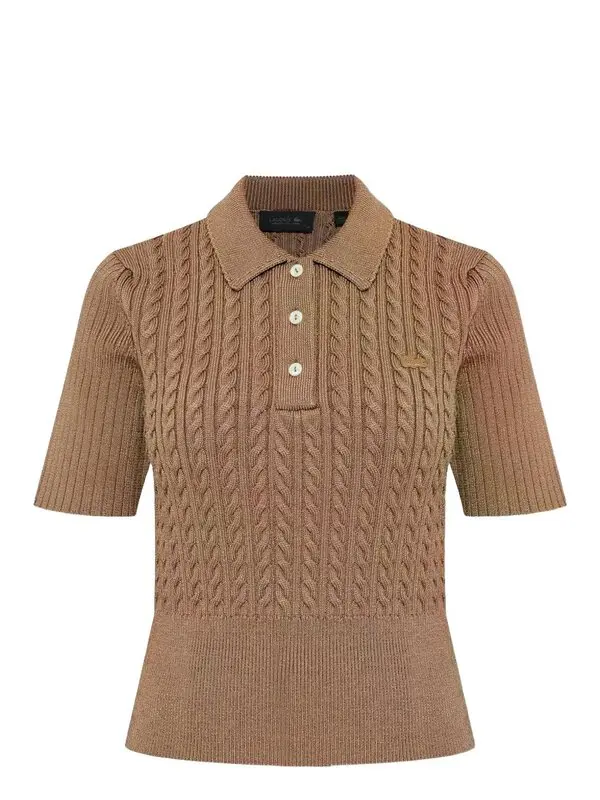 Lacoste Cable-knit Polo Shirt - Brown