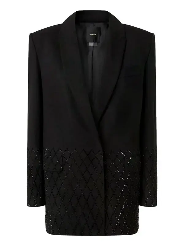 Pinko Laser Game Single-breasted Blazer With Diamond Embellishments - Black