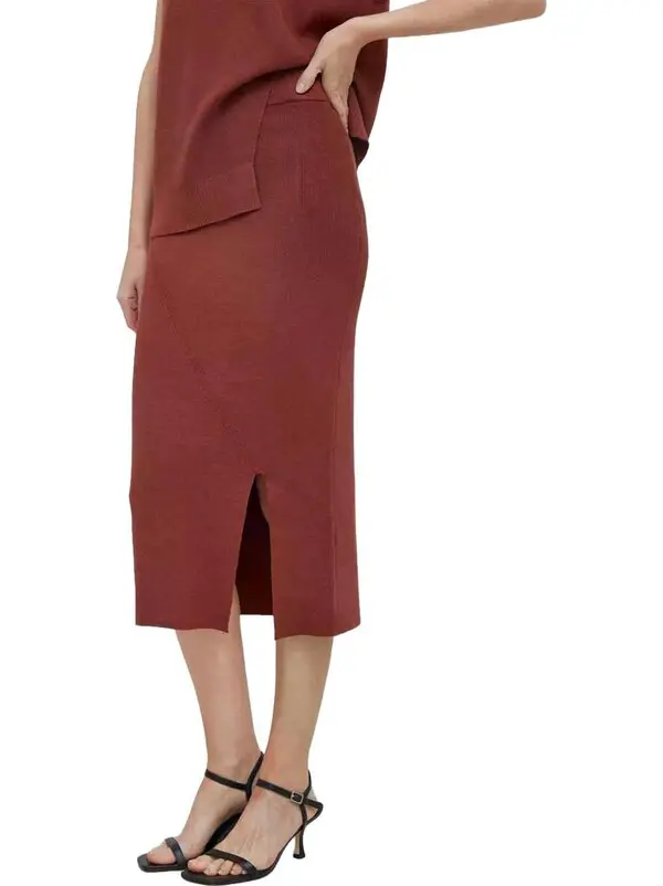 Dkny Side-slit Midi Skirt - Red