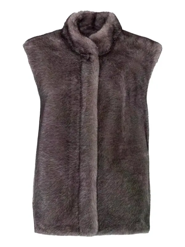 LOU ANDREA High-collar Gilet - Grey