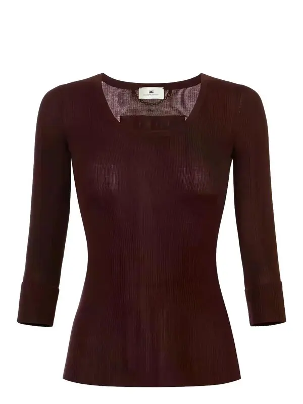 Elisabetta Franchi Cropped Ribbed Knit Sweater - Purple