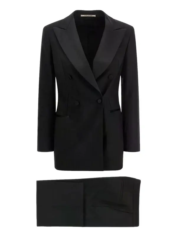 Tagliatore Virgin Wool-blend Double-breasted Suit - Black