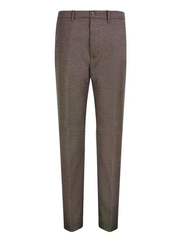 NINE:INTHE:MORNING Houndstooth-patterned Straight-leg Trousers - Brown