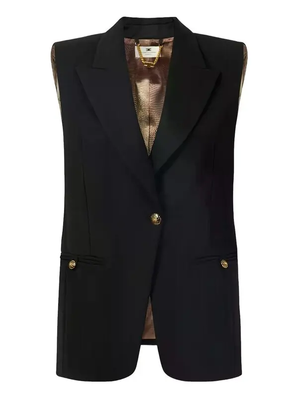 Elisabetta Franchi Peak-lapel Button-up Waistcoat - Black