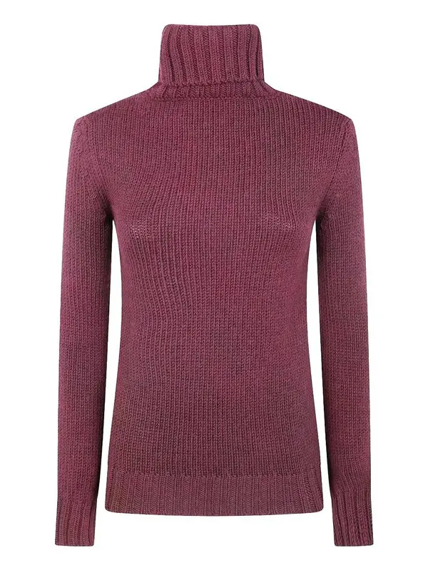 BASE Ribbed Roll-neck Knitwear - Red