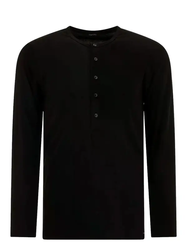 TOM FORD Buttoned Long-sleeve T-shirt - Black