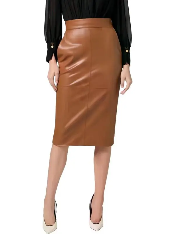 Elisabetta Franchi Jewel Clasp Pencil Skirt - Brown