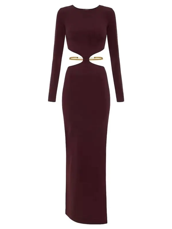 Elisabetta Franchi Cut-out Belted Maxi Dress - Red