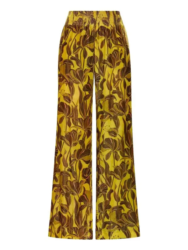 Malìparmi Lily's Ballet Smocked Floral Trousers - Yellow