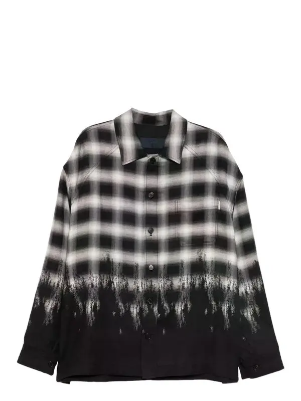 JUUN.J Border Checked Shirt - Black