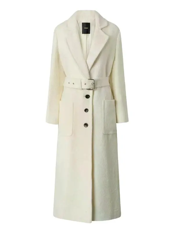 Pinko Single-breasted Belted Coat - White
