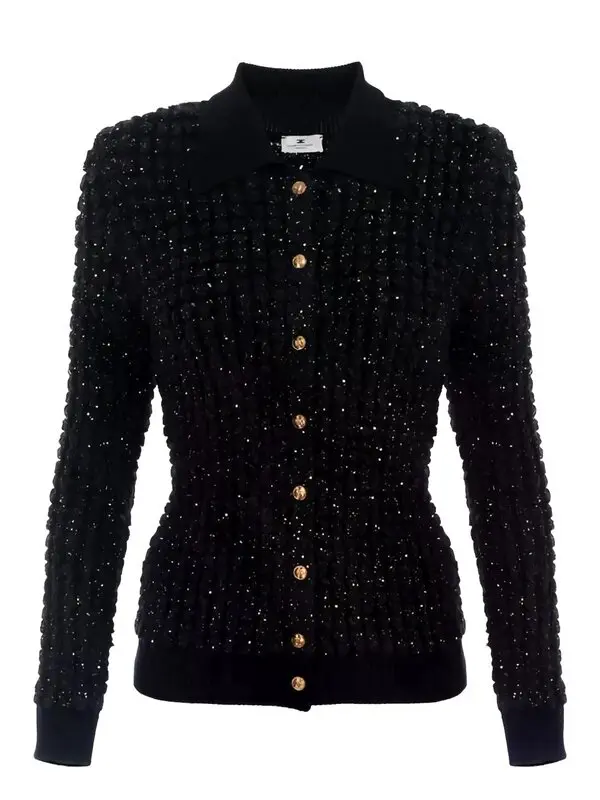 Elisabetta Franchi Sequin-embellished Bouclé Cardigan - Black