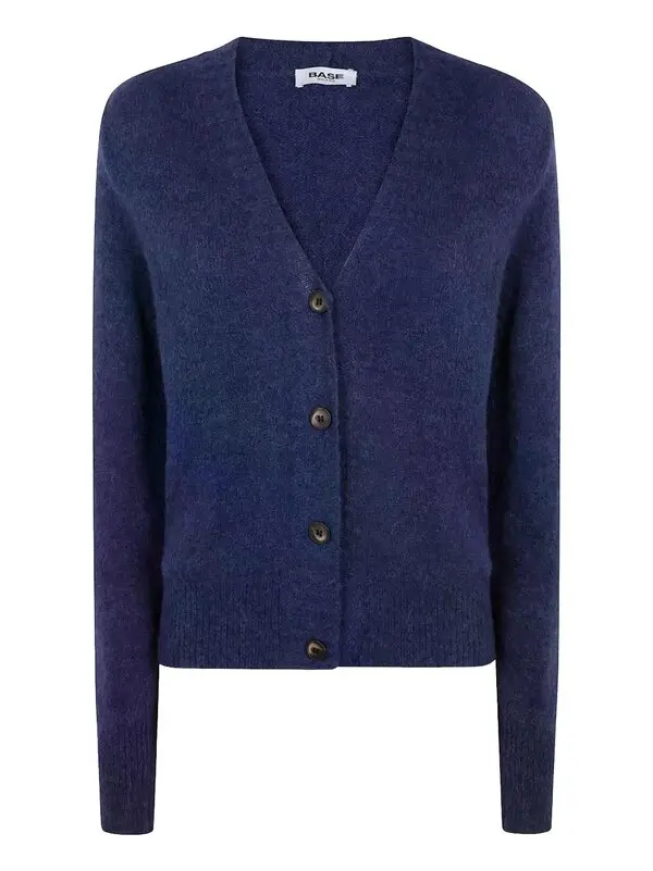 BASE Buttoned V-neck Cardigan - Blue