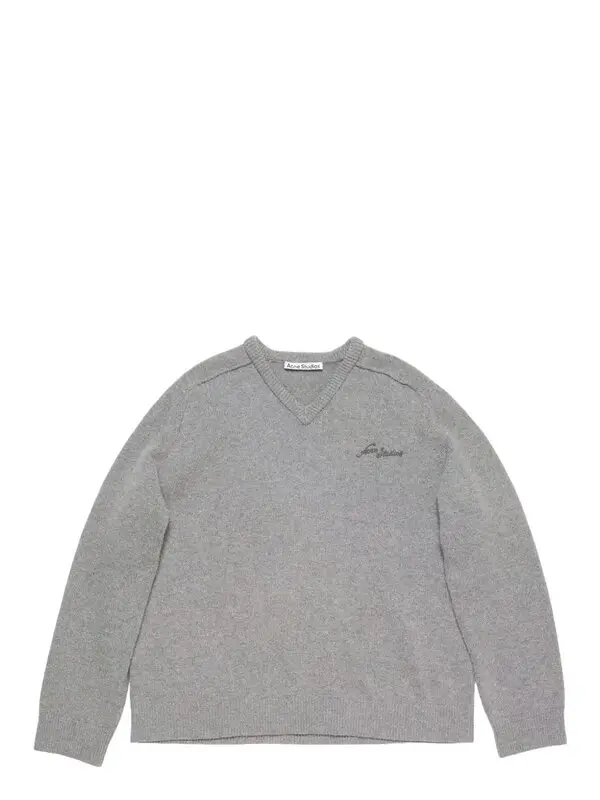 Acne Studios V-neck Logo Sweater - Grey