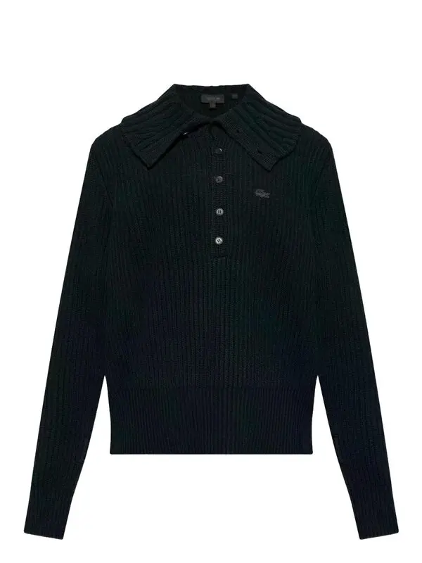 Lacoste Buttoned-collar Sweater - Green