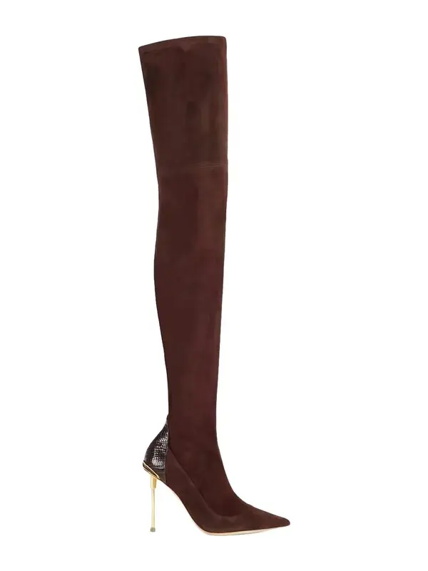 Elisabetta Franchi Python-print Leather Boots - Brown