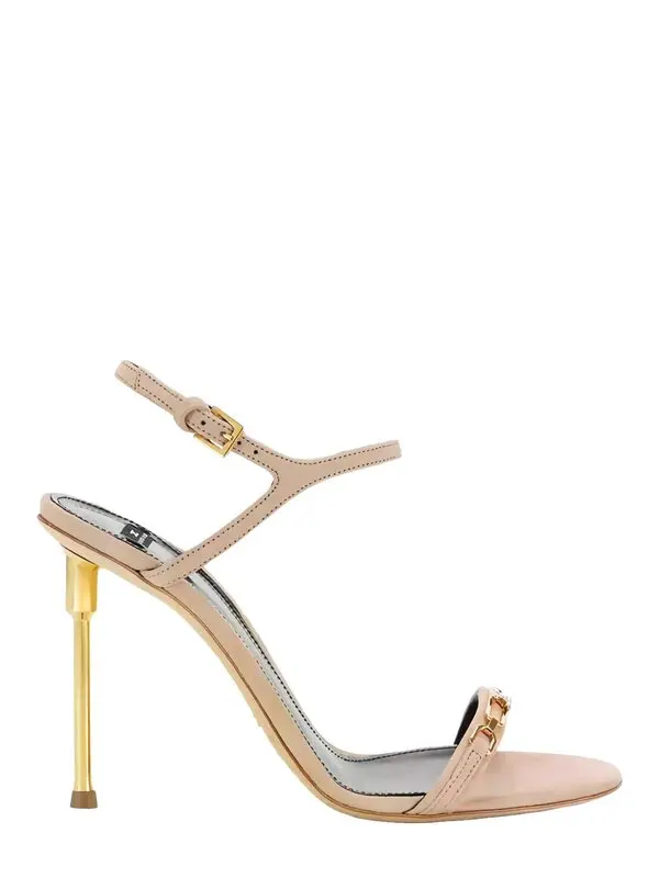 Elisabetta Franchi Jewel Sculpted Heel Sandals - Neutrals