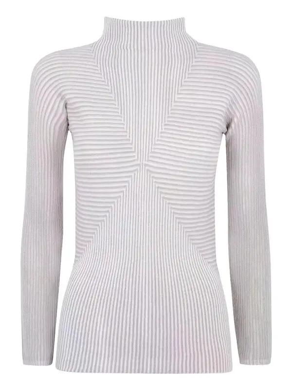 Emporio Armani Striped Roll-neck Sweater - White
